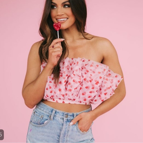 These Three | Tops | These Three Boutique Tulle Heart Top | Poshmark